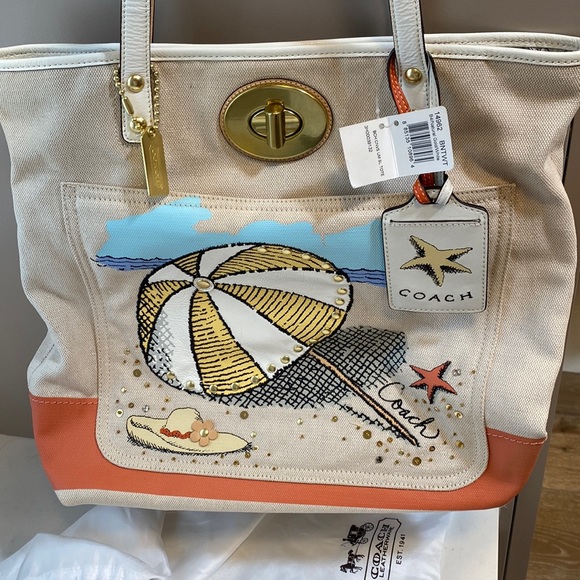 Coach | Bags | Limited Edition Summer Coach Beach Theme Tote Never Used ...